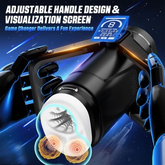 Male Sex Toy With 9 Thrusting And 9 Scrotal Vibrations And Wing Handle